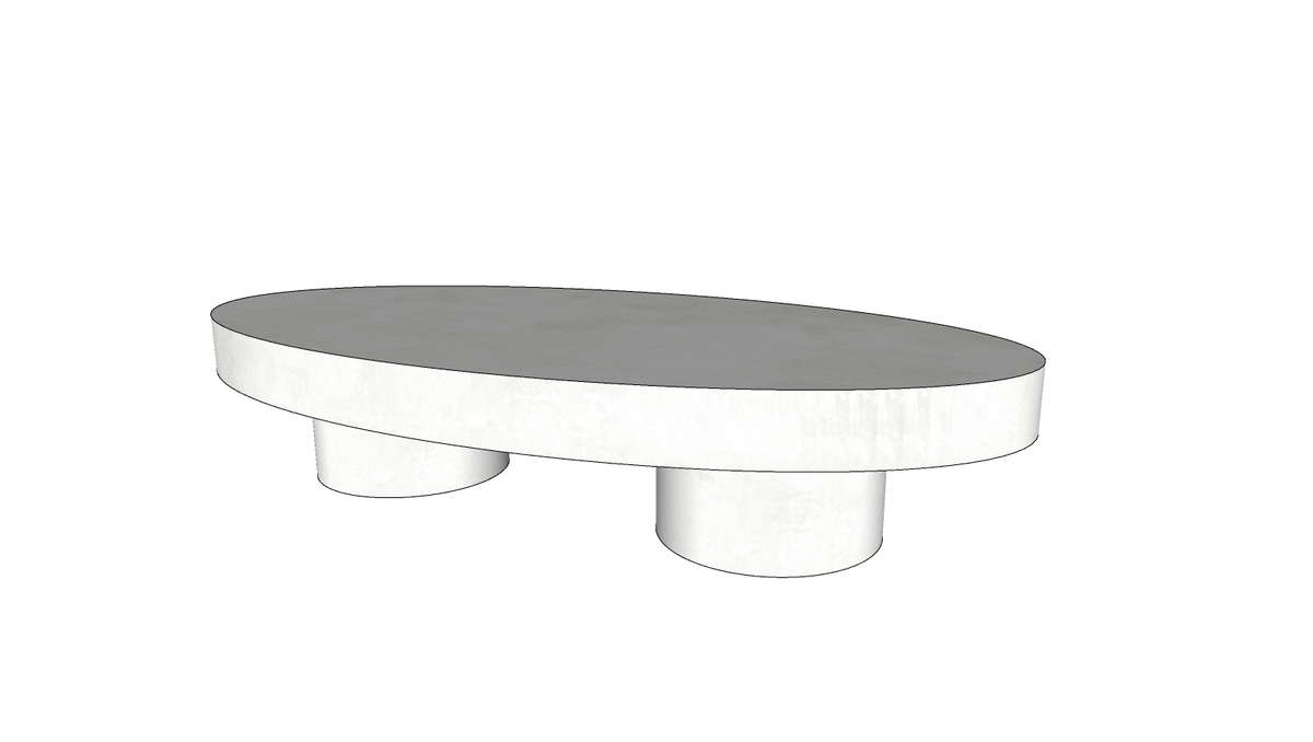CONCRETE Coffee Table OVAL - Twin Base and Step down – lucyforlouie.co.nz